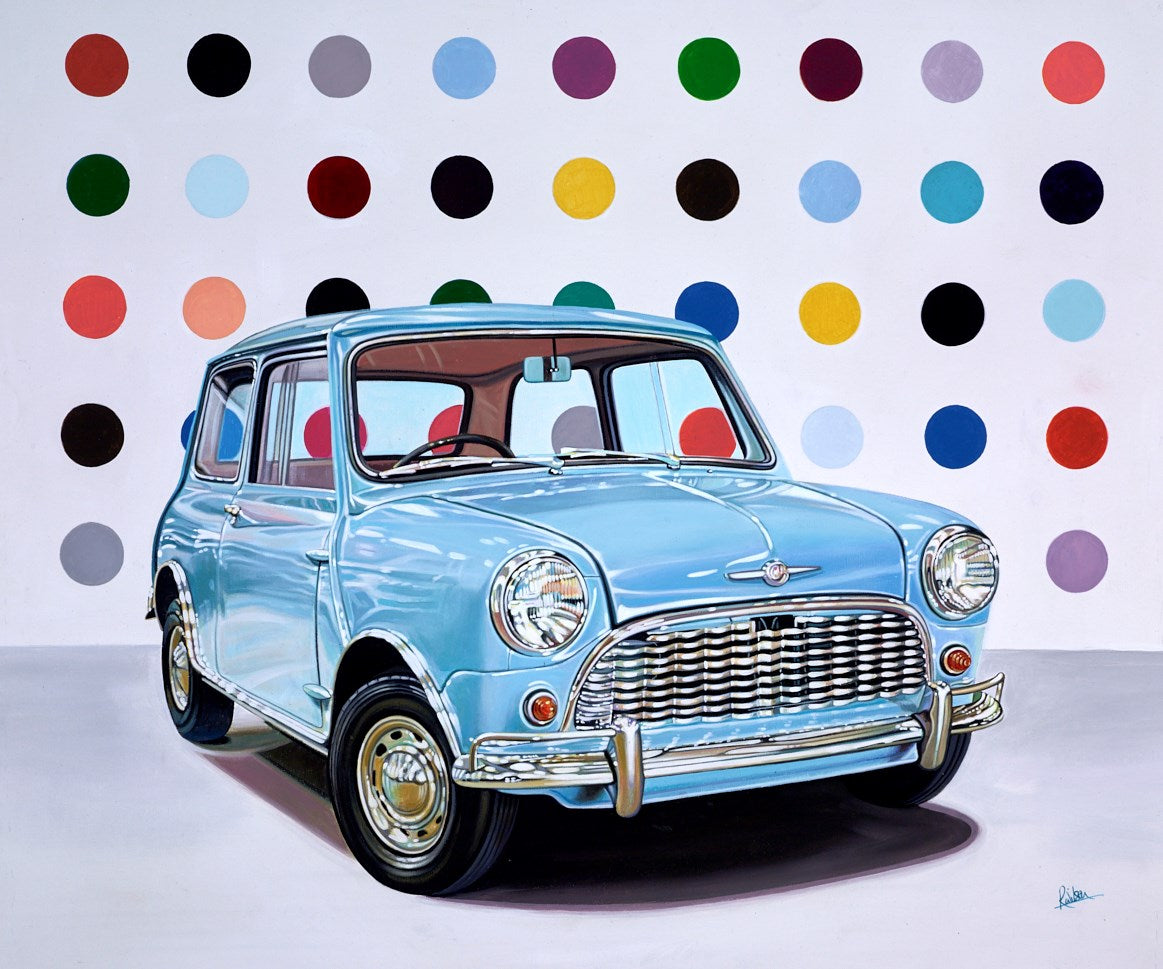 1964 Mini With Damien Hirst Background | Roz Wilson - Clarendon Fine Art